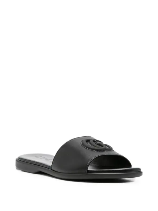 Gucci Double G Leather Flat Sandals