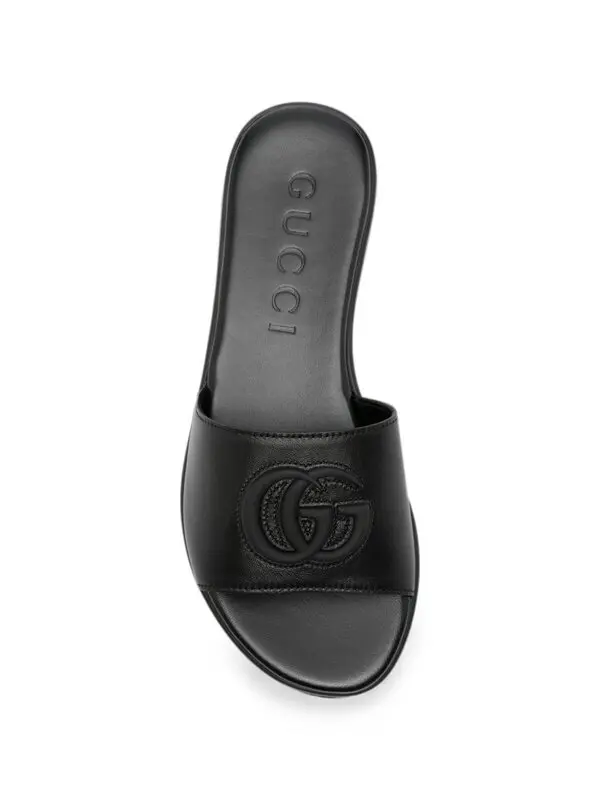 Gucci Double G Leather Flat Sandals