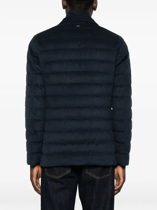 Herno Navy Padded Jacket With Notched Lapel - Blue