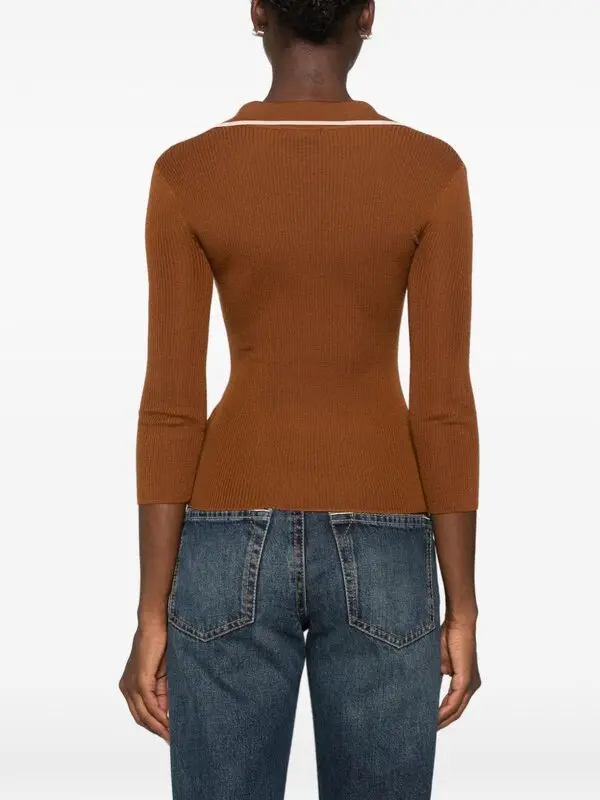 Elisabetta Franchi Ribbed Knit Polo Shirt With Contrast Trim