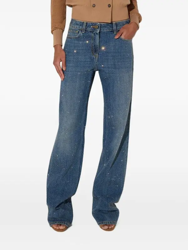 Elisabetta Franchi Embellished Palazzo Jeans