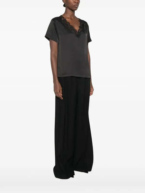 Ermanno Scervino Lace-detail V-neck T-shirt