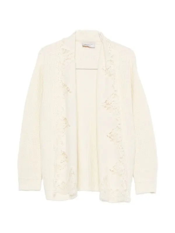 Ermanno Scervino Lace-trim Cotton Cardigan - White