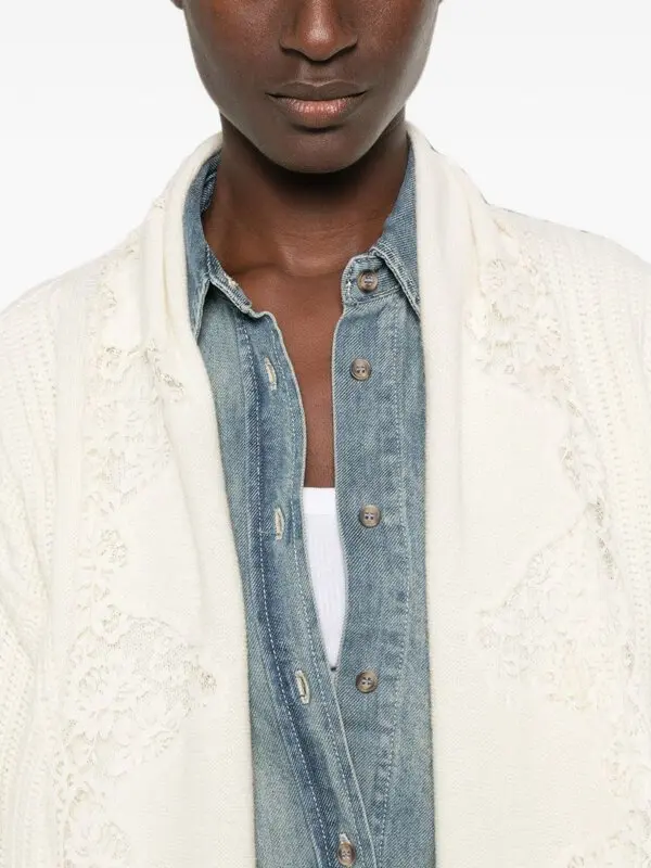 Ermanno Scervino Lace-trim Cotton Cardigan - White