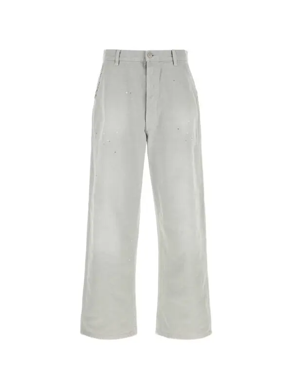 MAISON MARGIELA Denim Cotton Jeans With Paint Splatter - Grey