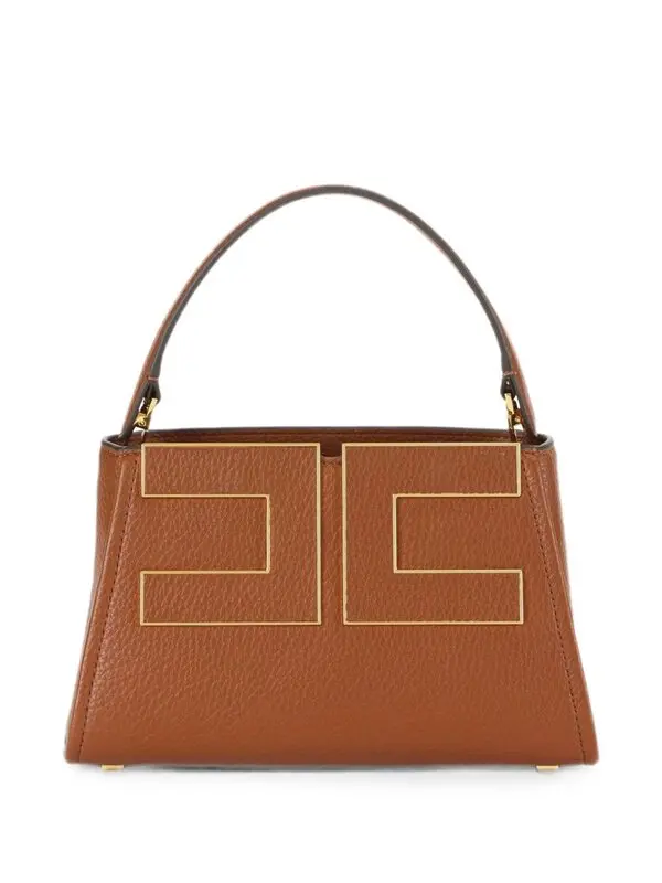 Elisabetta Franchi Faux Leather Handbag With Gold Tone Clasp - Brown