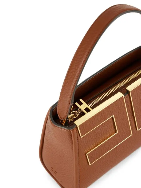 Elisabetta Franchi Faux Leather Handbag With Gold Tone Clasp - Brown