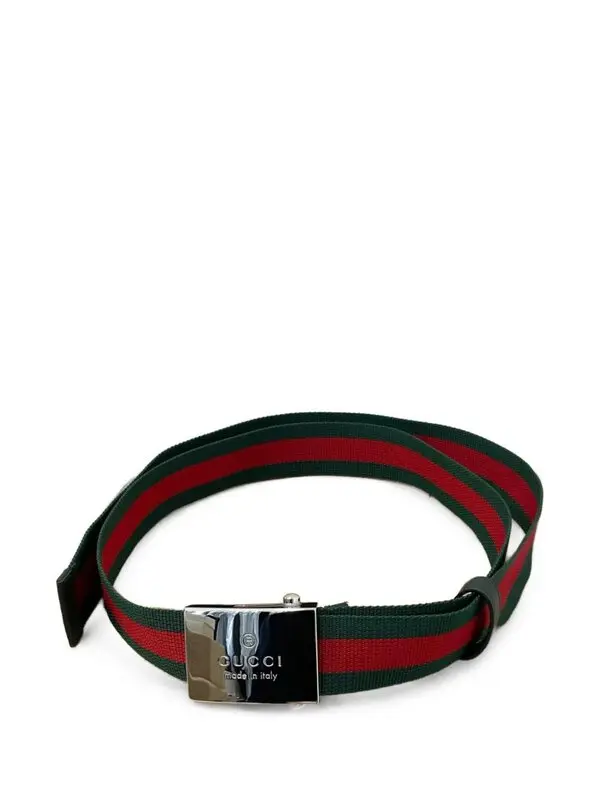 Gucci Web Detail Belt With Palladium Hardware