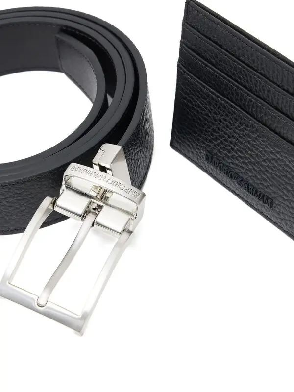 Emporio Armani Leather Card Case And Belt Set