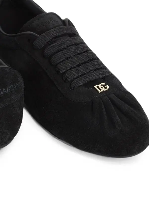 Dolce & Gabbana Ballet Suede Sneakers With Gold-tone Dg Logo Plaque