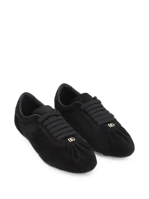 Dolce & Gabbana Ballet Suede Sneakers With Gold-tone Dg Logo Plaque