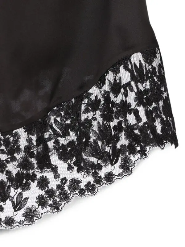 Fendi Lace-detail Silk Long Dress - Black