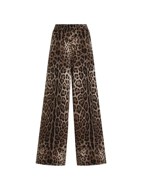 Dolce & Gabbana Leopard Print Wide Leg Trousers - Multi