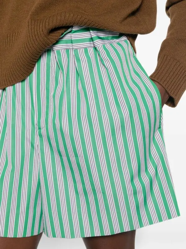 Loewe Striped Cotton Pleated Shorts