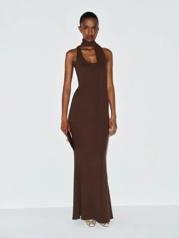 REFORMATION Adela Knit Dress - Brown
