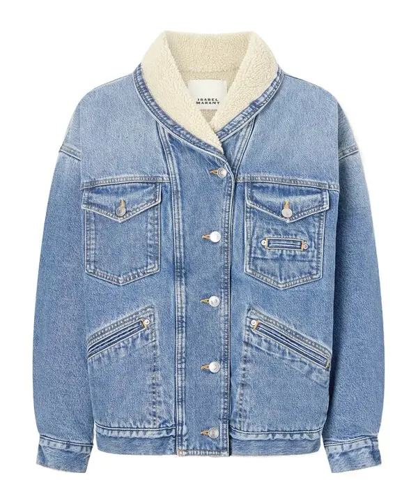 Isabel Marant Étoile Pimia Plush-trimmed Denim Jacket - No