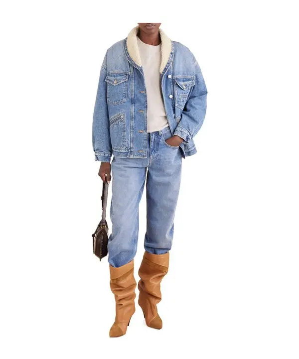 Isabel Marant Étoile Pimia Plush-trimmed Denim Jacket - No