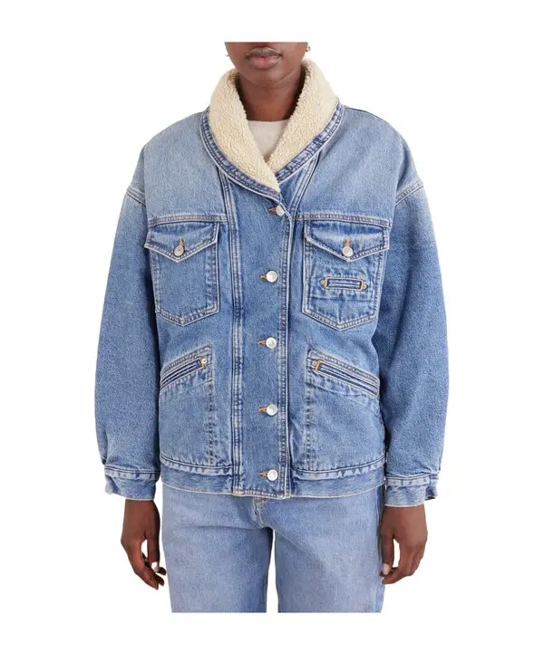Isabel Marant Étoile Pimia Plush-trimmed Denim Jacket - No