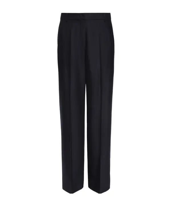 Max Mara High-waisted Tailored Trousers With Belt Loops - Midnight Blue