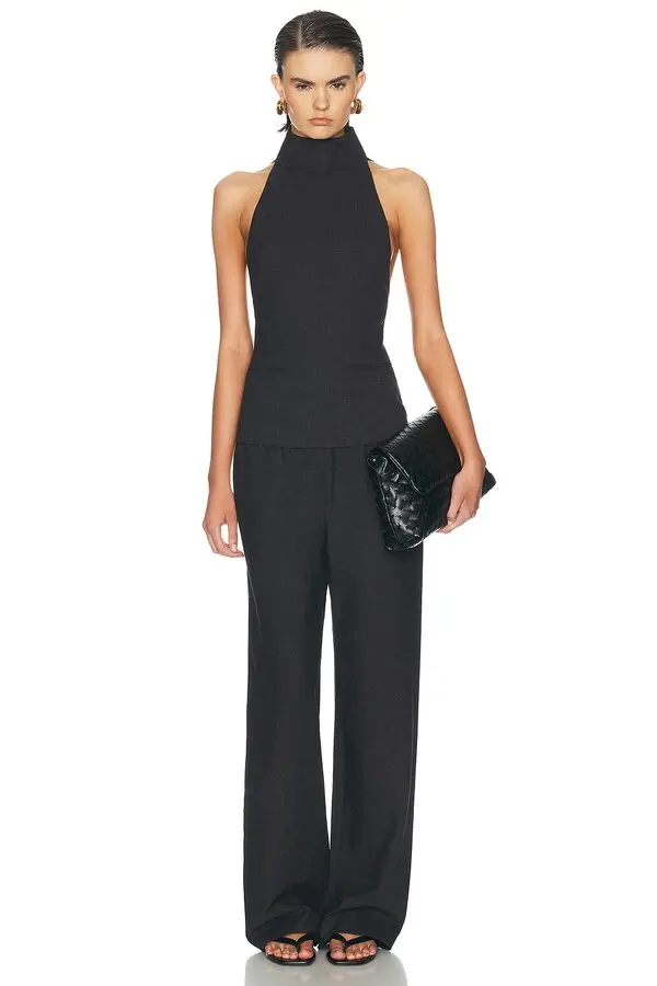EAVES Keldan Classic Suiting Vest Top In Charcoal