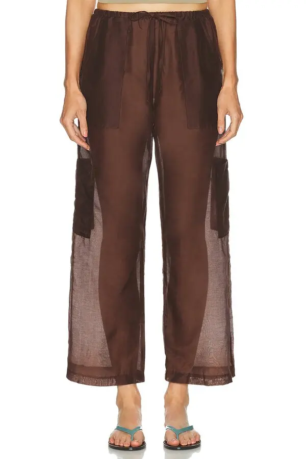 Donni. Silk Cotton Sheer Cargo Pant