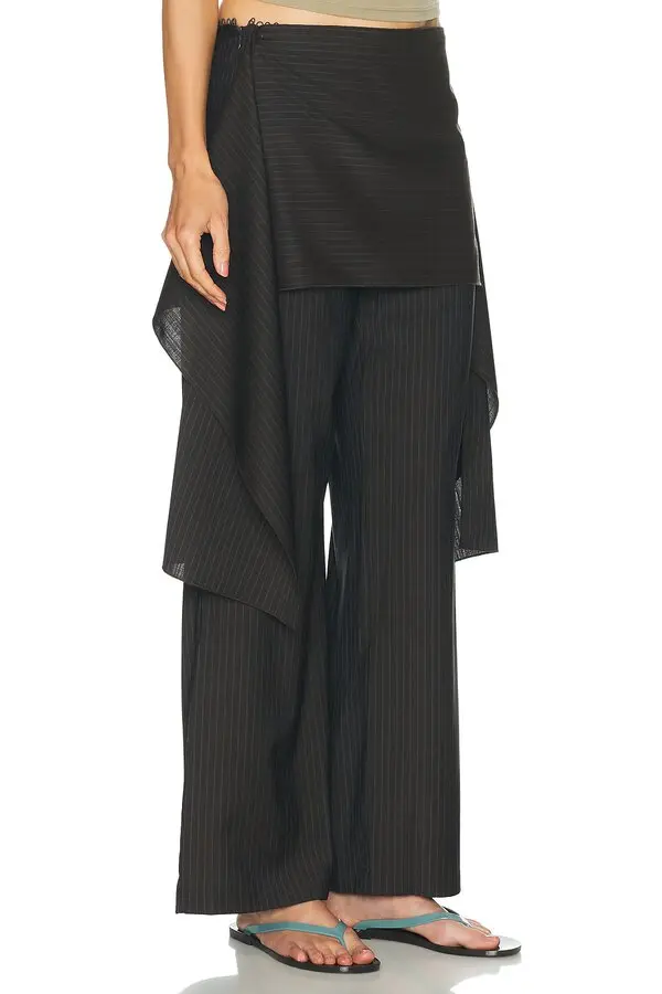 DEIJI STUDIOS Pure Wool Zip Pant & Skirt Set In Charcoal