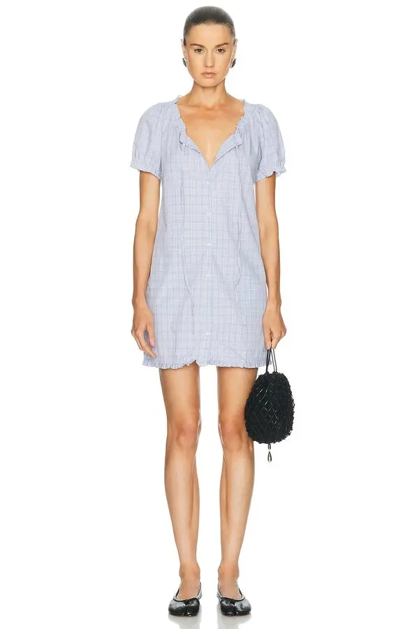 DEIJI STUDIOS Buttoned Mini Dress In Baby Blue