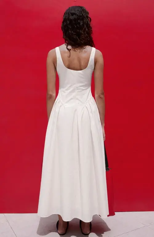 Mango Ruched Bust Drop Waist A-line Midi Dress
