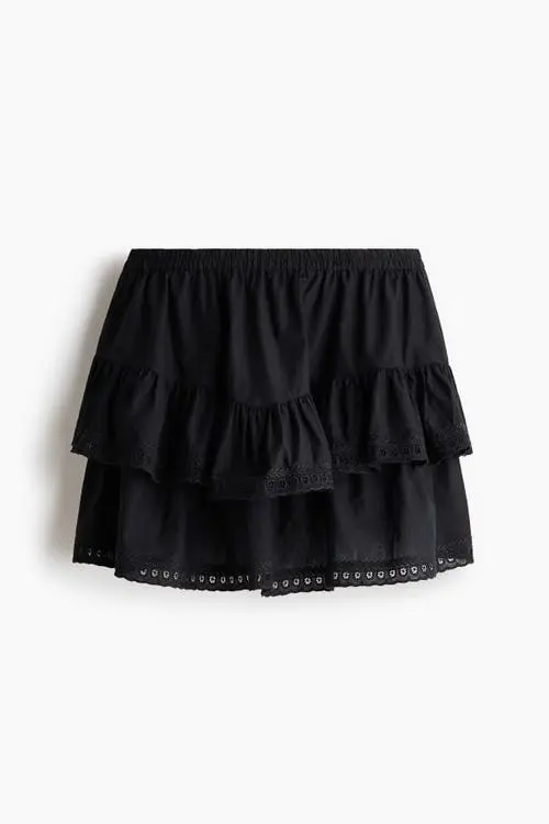 H&M Tiered Skirt With Eyelet Embroidery