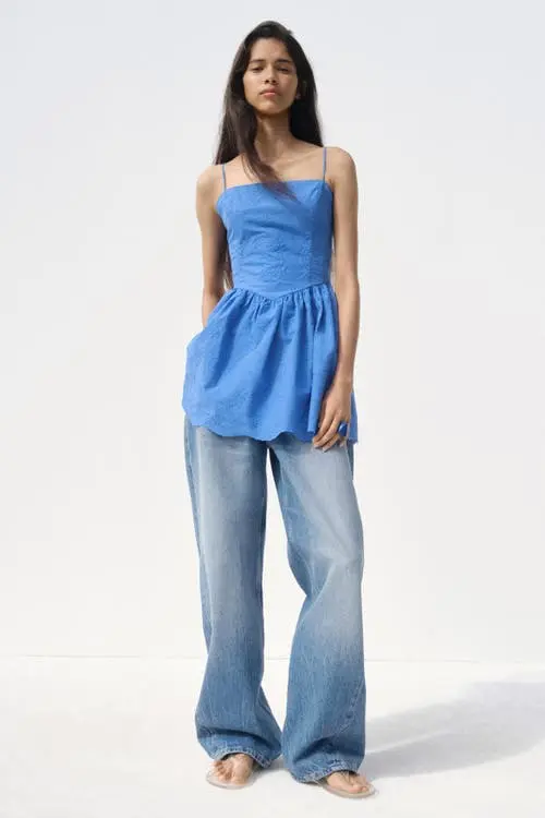 H&M Embroidered Flared-skirt Dress
