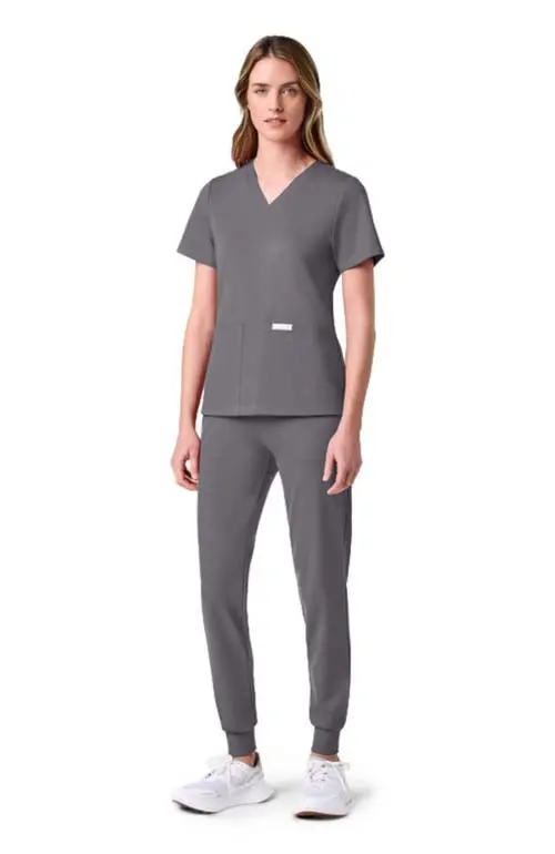 JAANUU Ultrasoft Essential Comfort 6-pocket Scrub Set - Gray