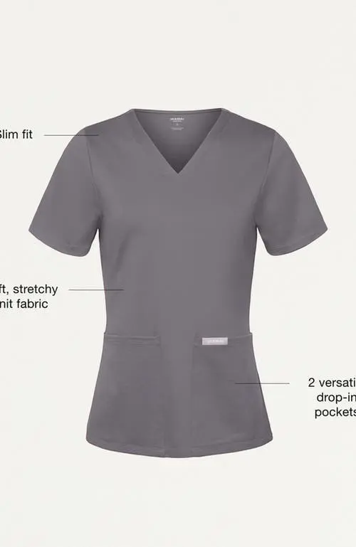 JAANUU Ultrasoft Essential Comfort 6-pocket Scrub Set - Gray
