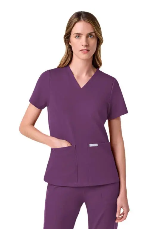 JAANUU Ultrasoft Essential Comfort 6-pocket Scrub Set - Plum