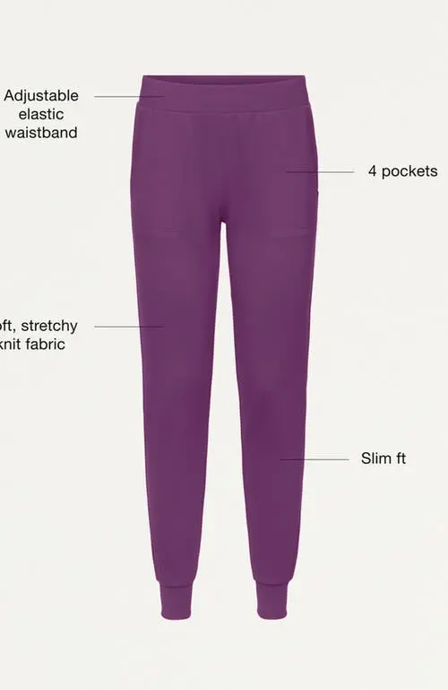 JAANUU Ultrasoft Essential Comfort 6-pocket Scrub Set - Plum