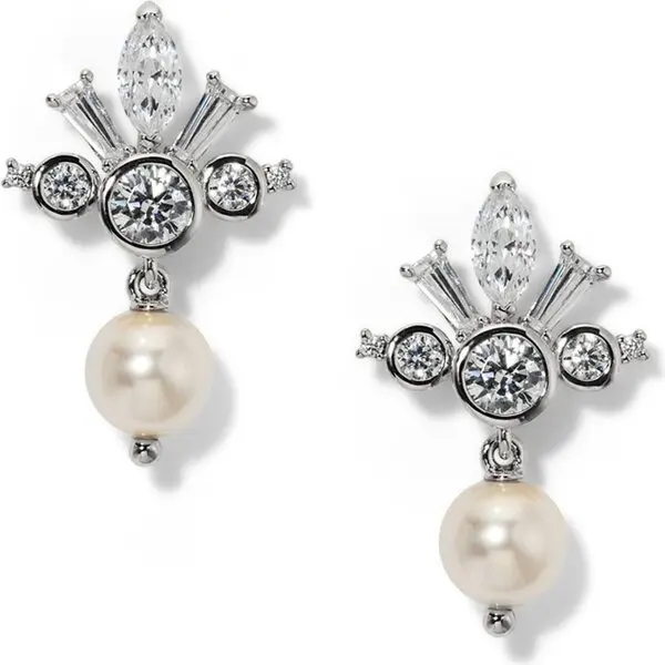Nadri Undersea Crown Imitation Pearl Drop Earrings - Rhodium