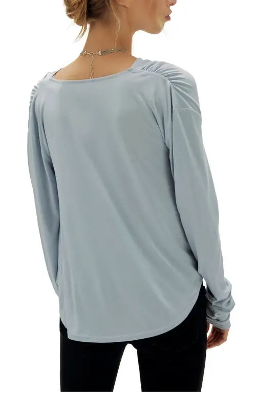 Free People Jane Cowl Neck Long Sleeve Top - Grey Dawn