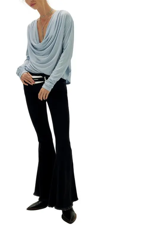 Free People Jane Cowl Neck Long Sleeve Top - Grey Dawn