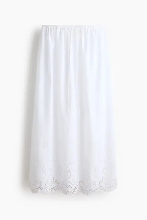 H&M Eyelet-embroidered Drawstring Skirt