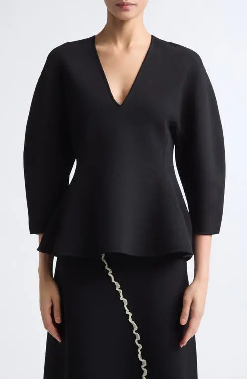 ASHLYN William V-neck Knit Blouse - Black