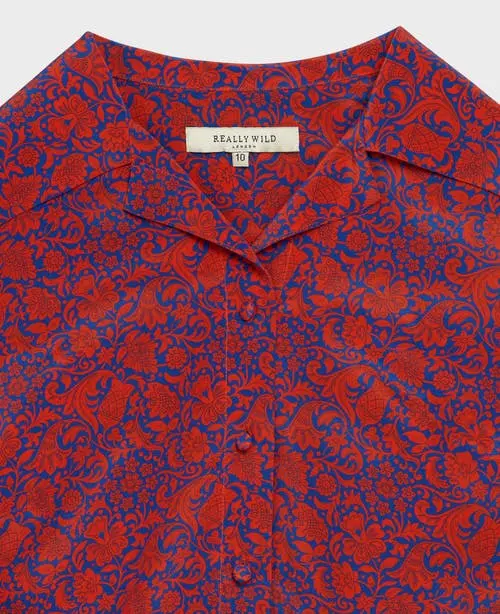 REALLY WILD CLOTHING Arabella Silk Collar Blouse In Liberty Print