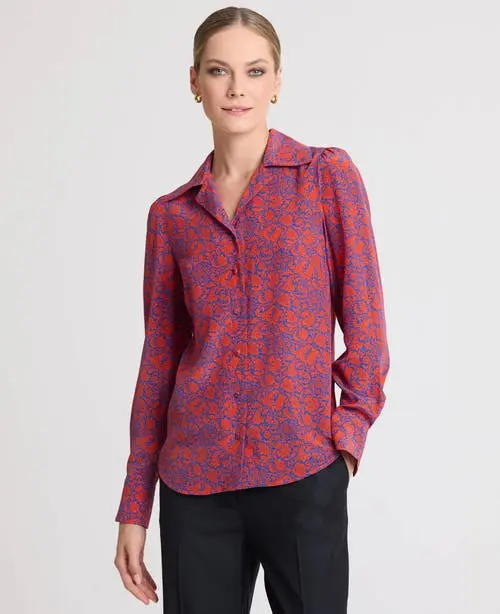 REALLY WILD CLOTHING Arabella Silk Collar Blouse In Liberty Print