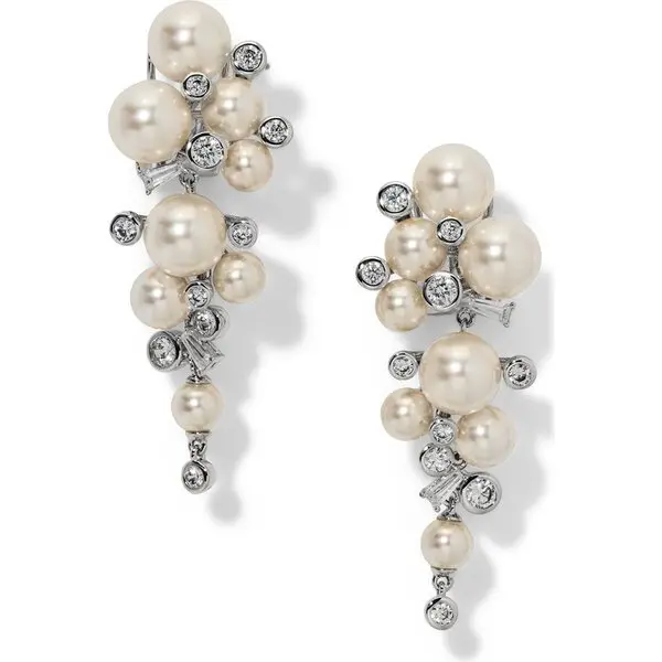 Nadri Undersea Imitation Pearl & Cubic Zirconia Cascade Drop Earrings