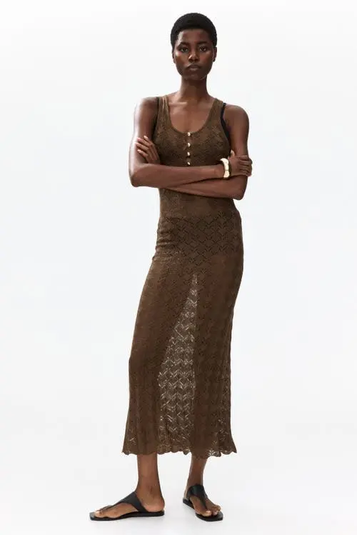 H&M Button-top Crochet-look Dress