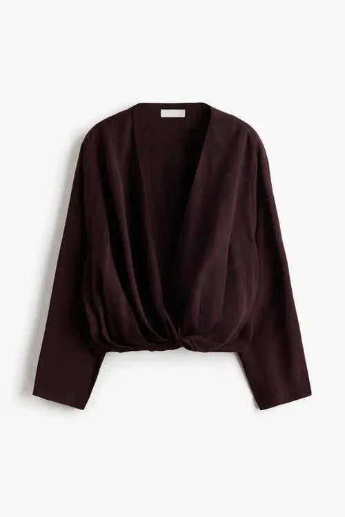 H&M Linen-blend Wrap Blouse