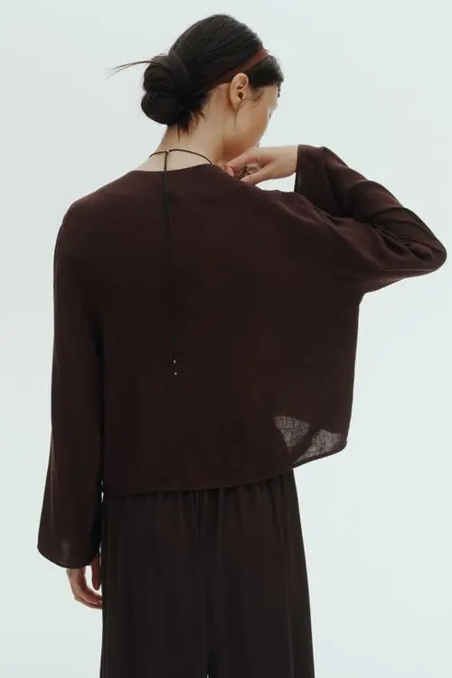 H&M Linen-blend Wrap Blouse