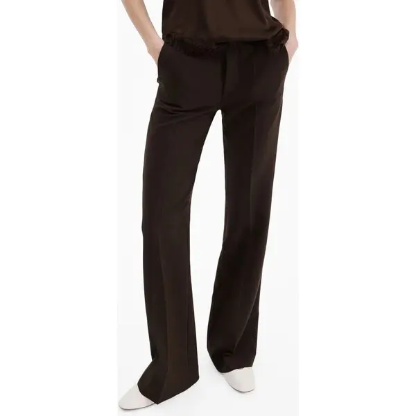 Mango Mid Rise Flare Pants With Pressed Creases
