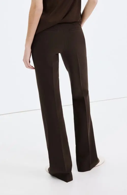 Mango Mid Rise Flare Pants With Pressed Creases