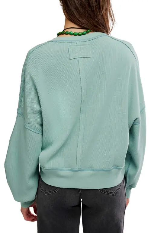 Free People Skyline Waffle Long Sleeve T-shirt - Aqua