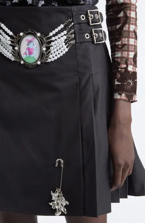 CHOPOVA LOWENA Cotton Kilt With Pearl And Cameo Embellishment