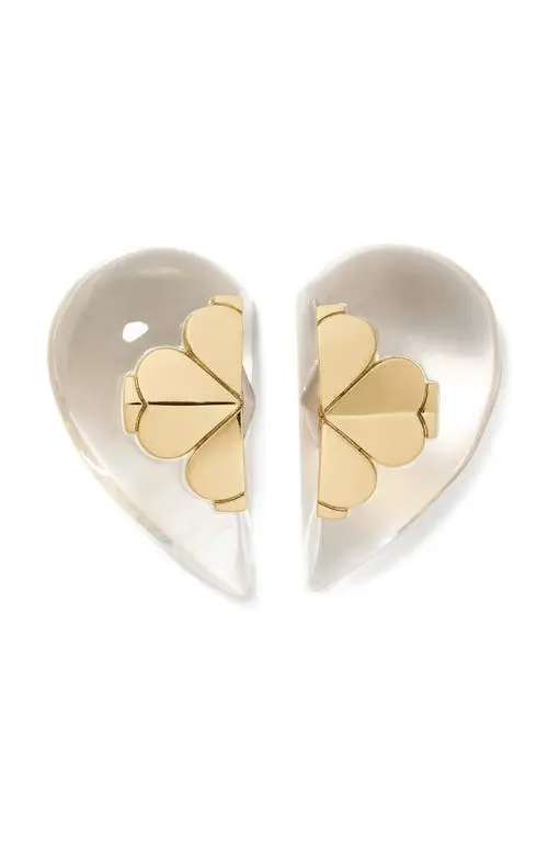 Kate Spade New York Statement Heart Lucite Stud Earrings - Clear/gold